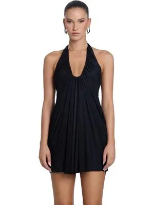LEAU Odyssey Drape Mini Dress - Black