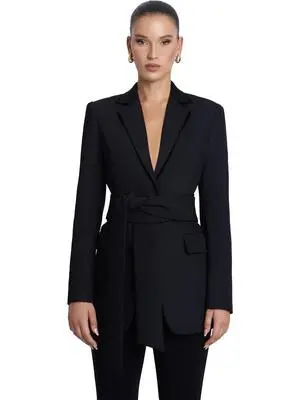 LEAU Classic Column Tailored Belted Blazer - Black