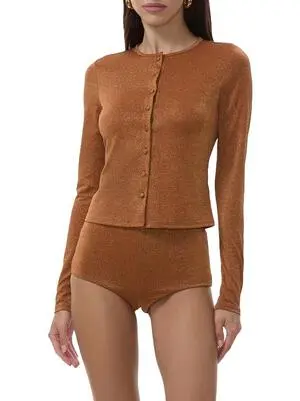 AFRM Linda Metallic Cardigan Bronze