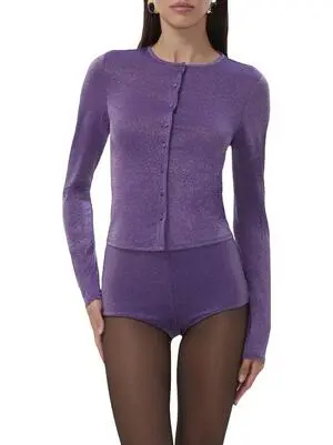 AFRM Linda Metallic Cardigan Deep Violet