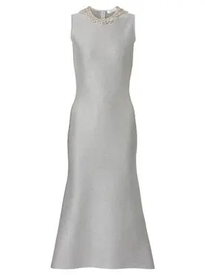 Alexander McQueen Embellished Lamé Cocktail Dress - Silver