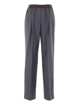 Miu Miu Metallic-Effect Trousers Grey