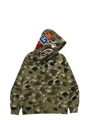 A BATHING APE Gradation Camo Shark Full Zip Hoodie Olivedrab Green