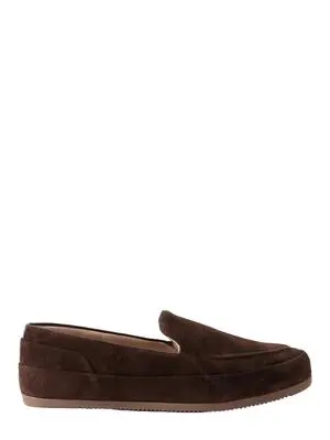 Mulo Fleece-lined Suede Loafers - Brown