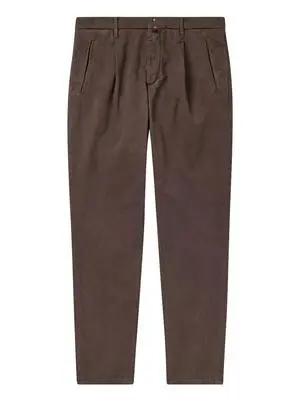 SLOWEAR Incotex Blue Division Straight-leg Pleated Trousers - Brown