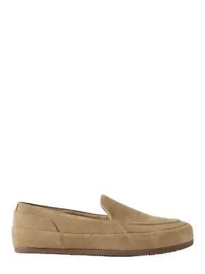 Mulo Fleece-Lined Suede Loafers Beige