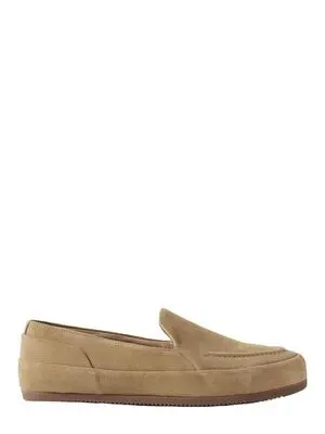 Mulo Fleece-lined Suede Loafers - Neutrals