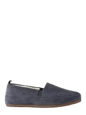 Mulo Fleece-lined Suede Loafers - Blue