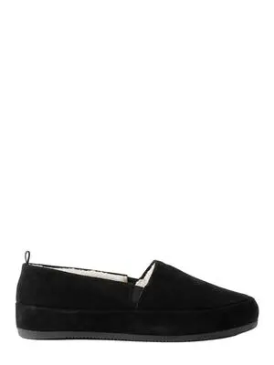 Mulo Shearling-lined Suede Loafers - Black