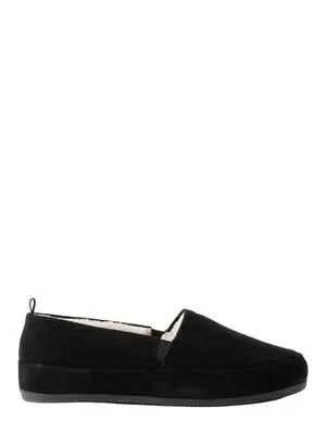 Mulo Shearling-lined Suede Loafers - Black