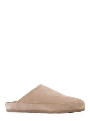 Mulo Shearling-lined Suede Slippers - Brown