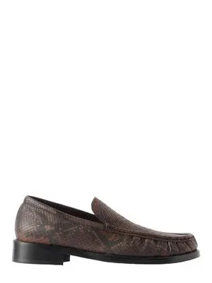 Acne Studios Boafer Python-effect Leather Loafers - Brown