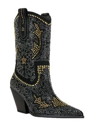 AZALEA WANG Scott Pointed Toe Western Boots - Black