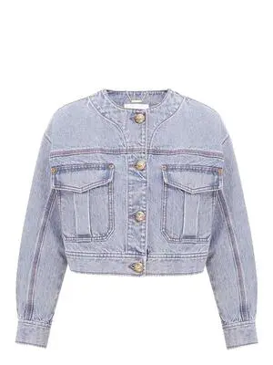 Zimmermann Cropped Denim Jacket Clear Blue
