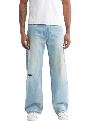 ELWOOD Ripped Baggy Straight Leg Jeans - All Day Indigo