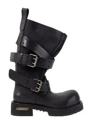Balenciaga Venom Leather Biker Boots - Black