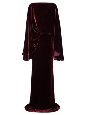TALLER MARMO Musidora Draped Velvet Gown - Burgundy