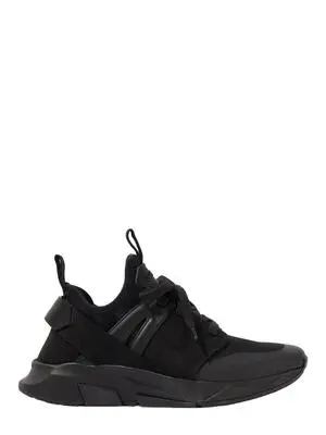 TOM FORD Jago Leather-trimmed Sneakers - Black