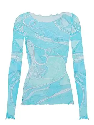 Emilio Pucci Orchidee Sheer Top - Blue