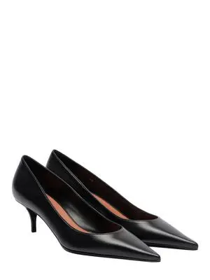 Amina Muaddi Barbara 55 Leather Pumps - Black