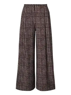 Norma Kamali Prince Of Wales Check Wide-leg Pants - Brown