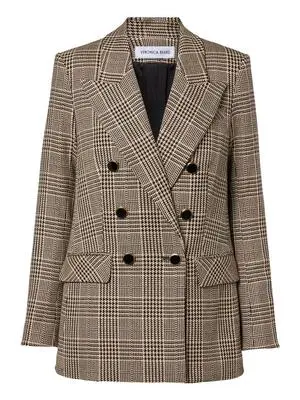 Veronica Beard Rhys Houndstooth Double-breasted Blazer - Black