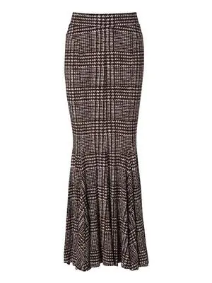 Norma Kamali Prince Of Wales Check Maxi Skirt - Brown