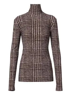 Norma Kamali Prince Of Wales Check Turtleneck Top - Brown