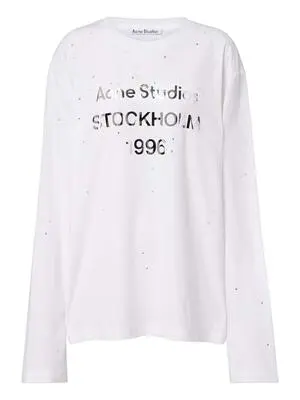 Acne Studios Embellished Logo Jersey T-shirt - White