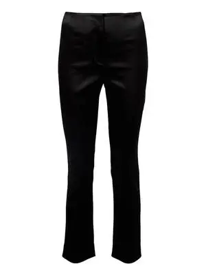 Veronica Beard Stila Cropped High-rise Satin Slim Pants - Black