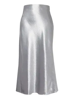 Tory Burch Satin Midi Skirt - Silver