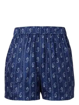 Tory Burch Printed Silk-blend Shorts - Blue