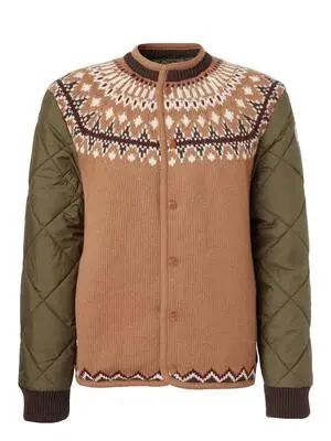 Moncler Wool-blend Jacquard Cardigan - Brown