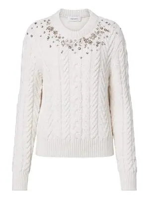 Alexander McQueen Embellished Wool And Cashmere Sweater - White