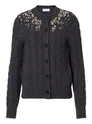 Alexander McQueen Embellished Wool And Cashmere Cardigan - Grey