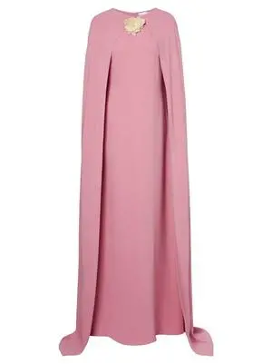 Oscar De La Renta Caped Silk-blend Georgette Gown - Pink