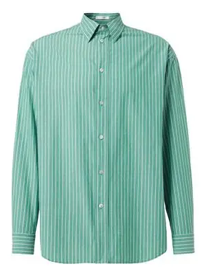 THE ROW Miller Striped Cotton Shirt - Green