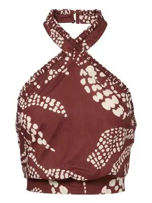 Poupette St Barth Halter Crop Top - Brown