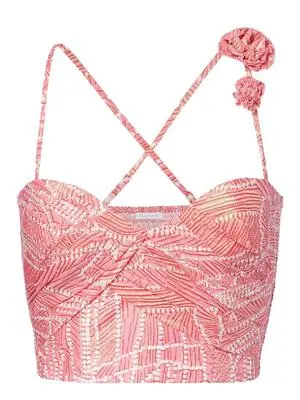 Poupette St Barth Palmire Printed Crop Top - Pink