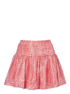 Poupette St Barth Colleen Printed Cotton-blend Lamé Miniskirt - Pink