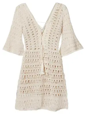 Anna Kosturova Crochet Cotton Minidress - White