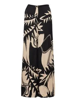 Poupette St Barth Clea Printed Wide-leg Pants - Black