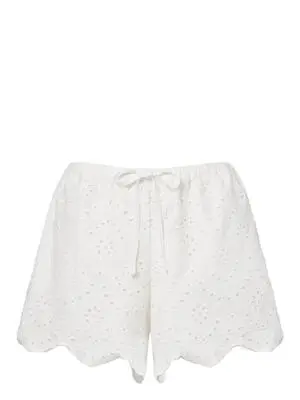 Poupette St Barth Broderie Anglaise Cotton Shorts - White