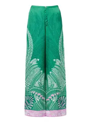 Poupette St Barth Clea Printed Wide-leg Pants - Green