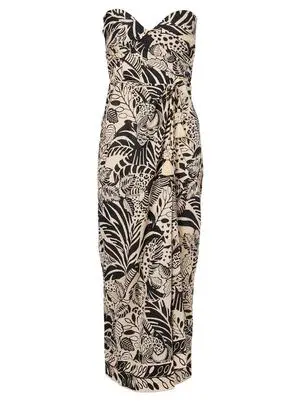 Poupette St Barth Collina Printed Cotton Midi Dress - Black