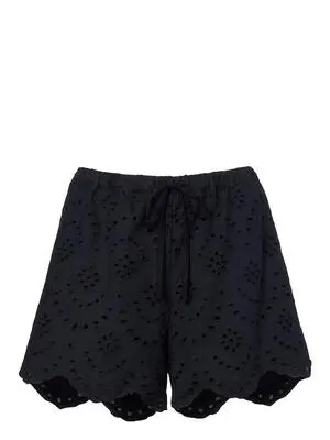Poupette St Barth Cruse Broderie Anglaise Cotton Shorts - Black