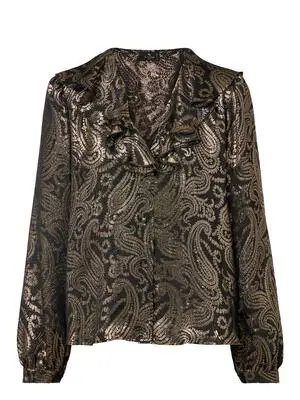Etro Paisley Ruffled Silk-blend Blouse - Gold