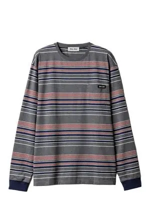 Miu Miu Striped Jersey T-shirt - Slate Gray/blue