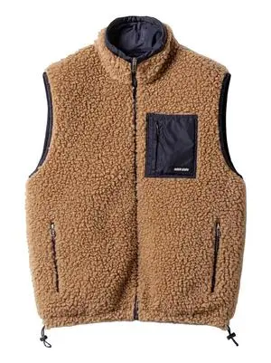 Miu Miu Teddy Down Vest With Technical Pong - Camel/royal Blue