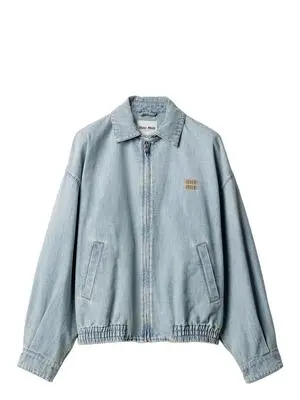 Miu Miu Chambray Blouson Jacket - Light Blue